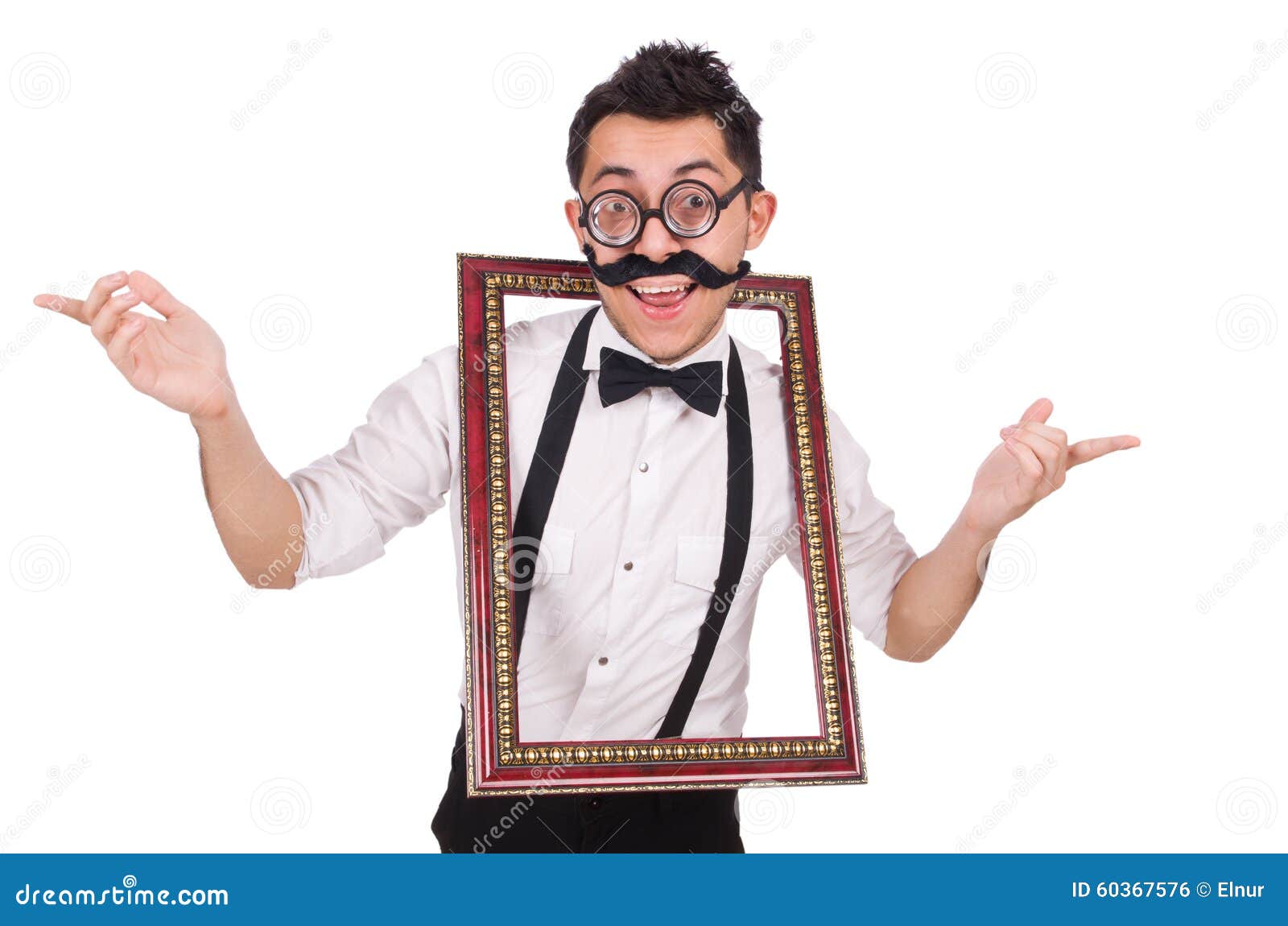 Young Man with Frame Isolated on White Stock Photo - Image of caucasian ...