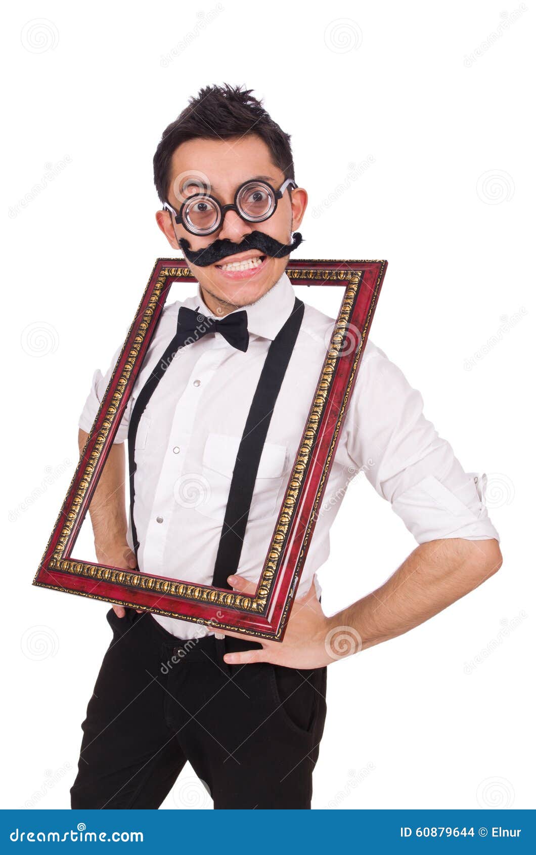 The Young Man with Frame Isolated on White Stock Photo - Image of ...