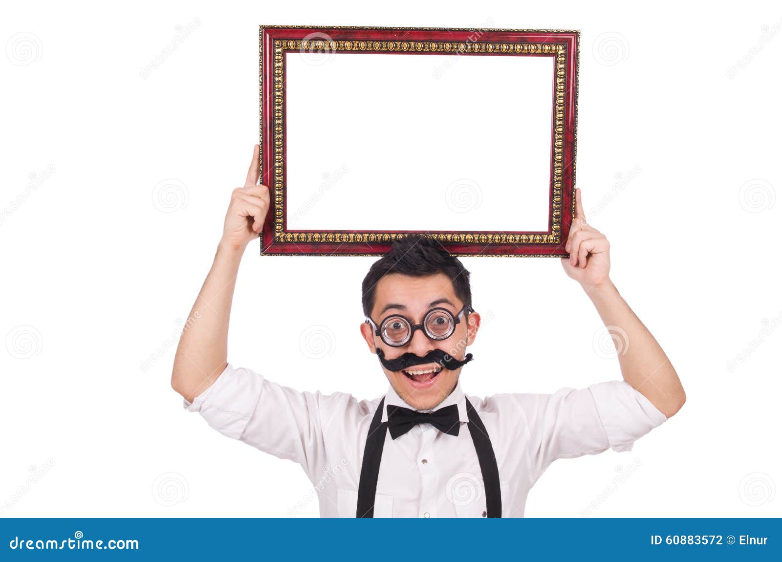 The Young Man with Frame Isolated on White Stock Photo - Image of merry ...