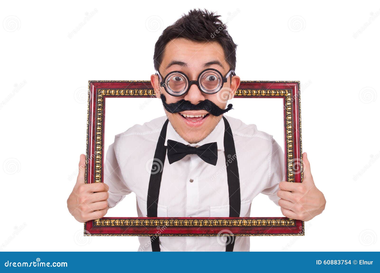 The Young Man with Frame Isolated on White Stock Photo - Image of ...
