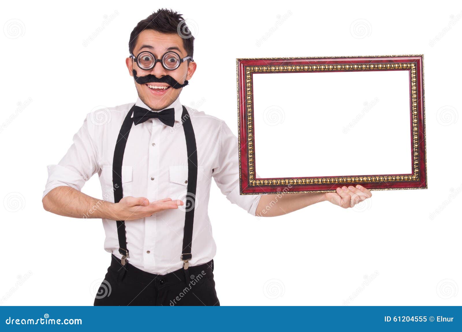 The Young Man with Frame Isolated on White Stock Image - Image of ...
