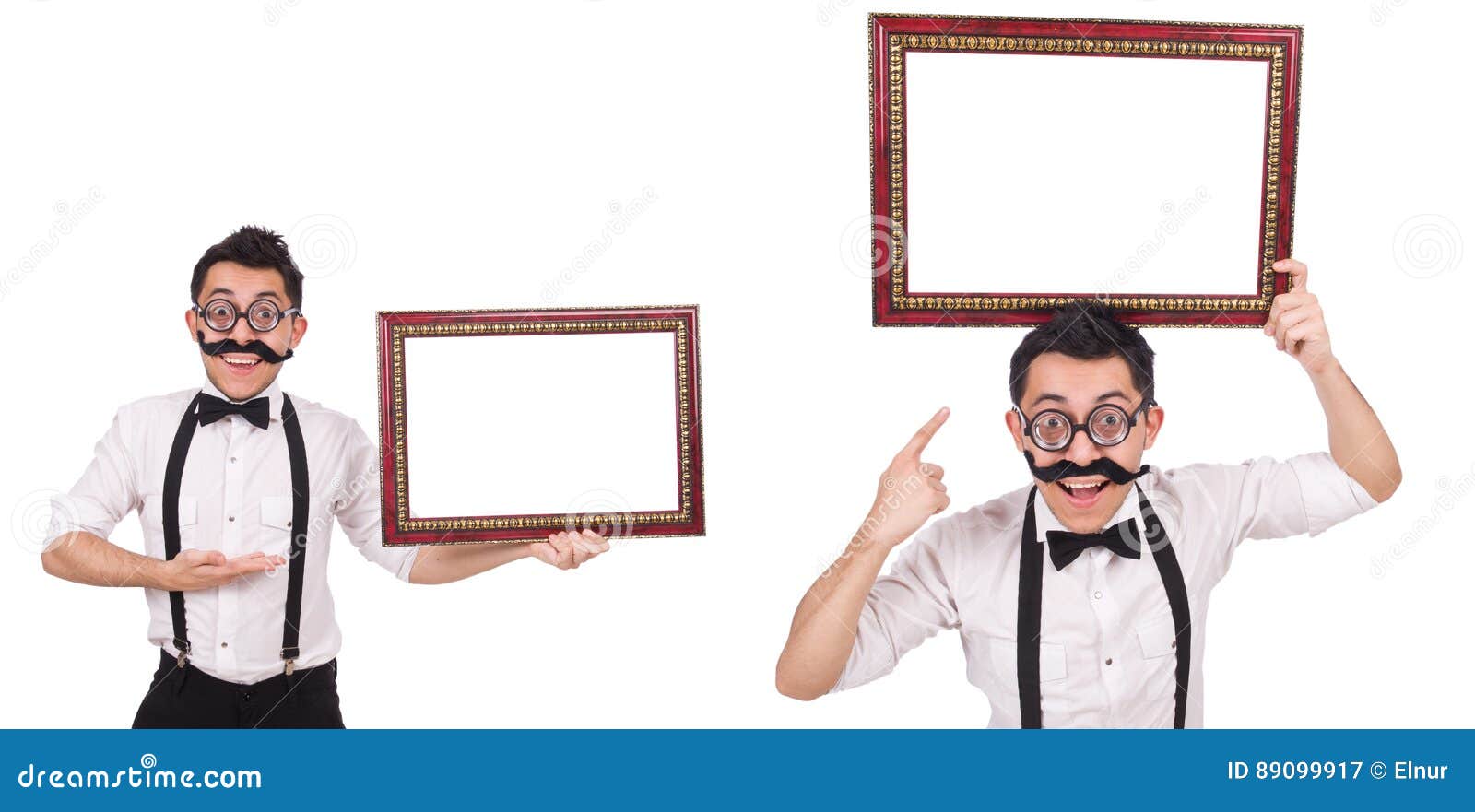 The Young Man with Frame Isolated on White Stock Image - Image of ...