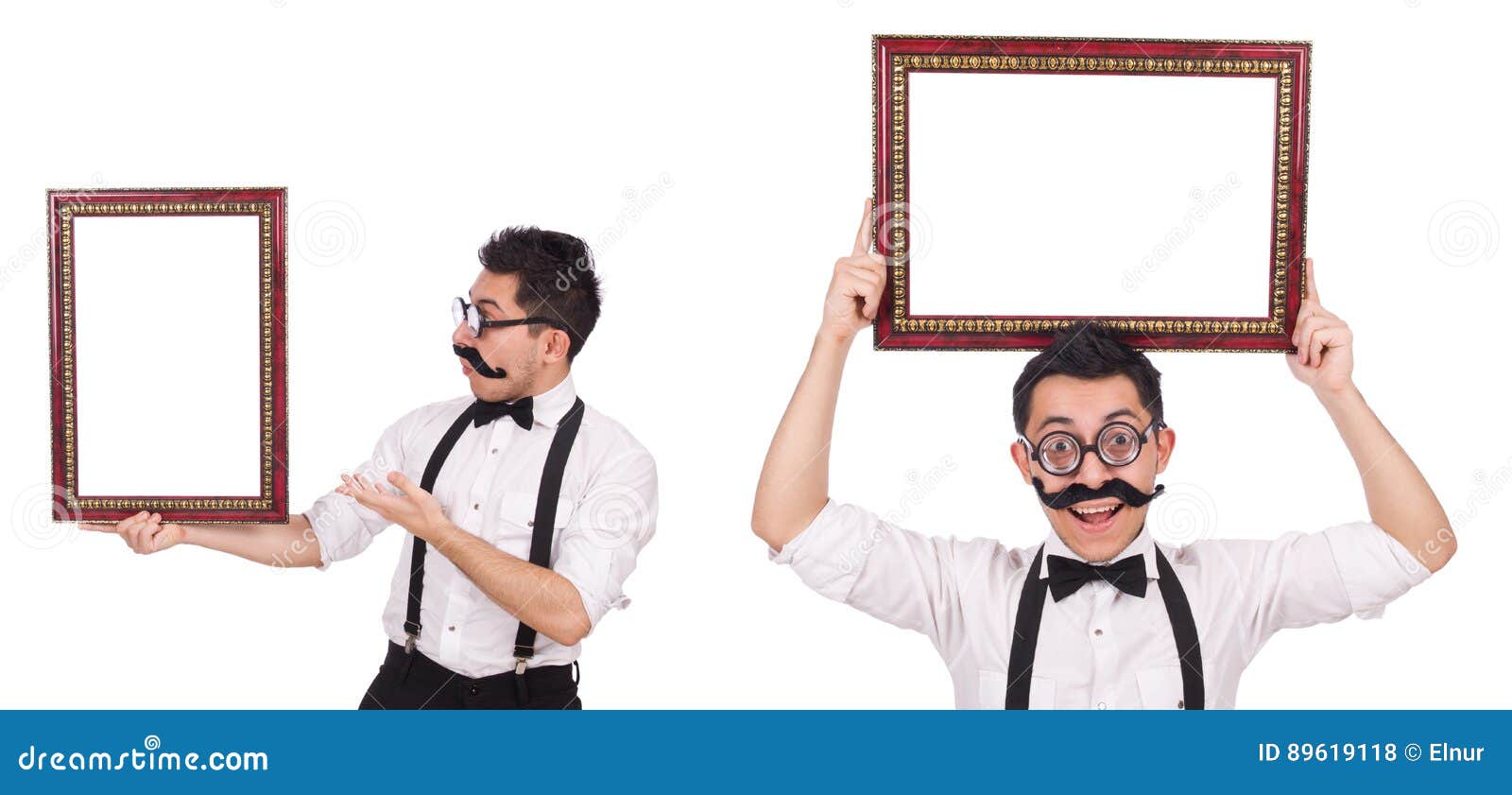 The Young Man with Frame Isolated on White Stock Photo - Image of ...