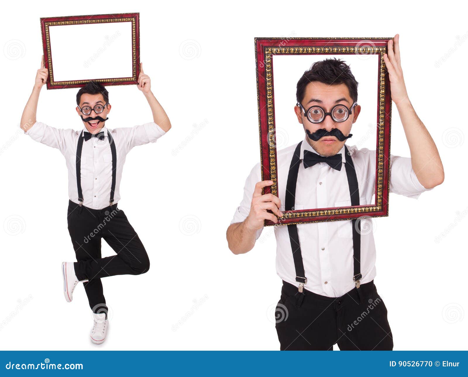The Young Man with Frame Isolated on White Stock Photo - Image of ...