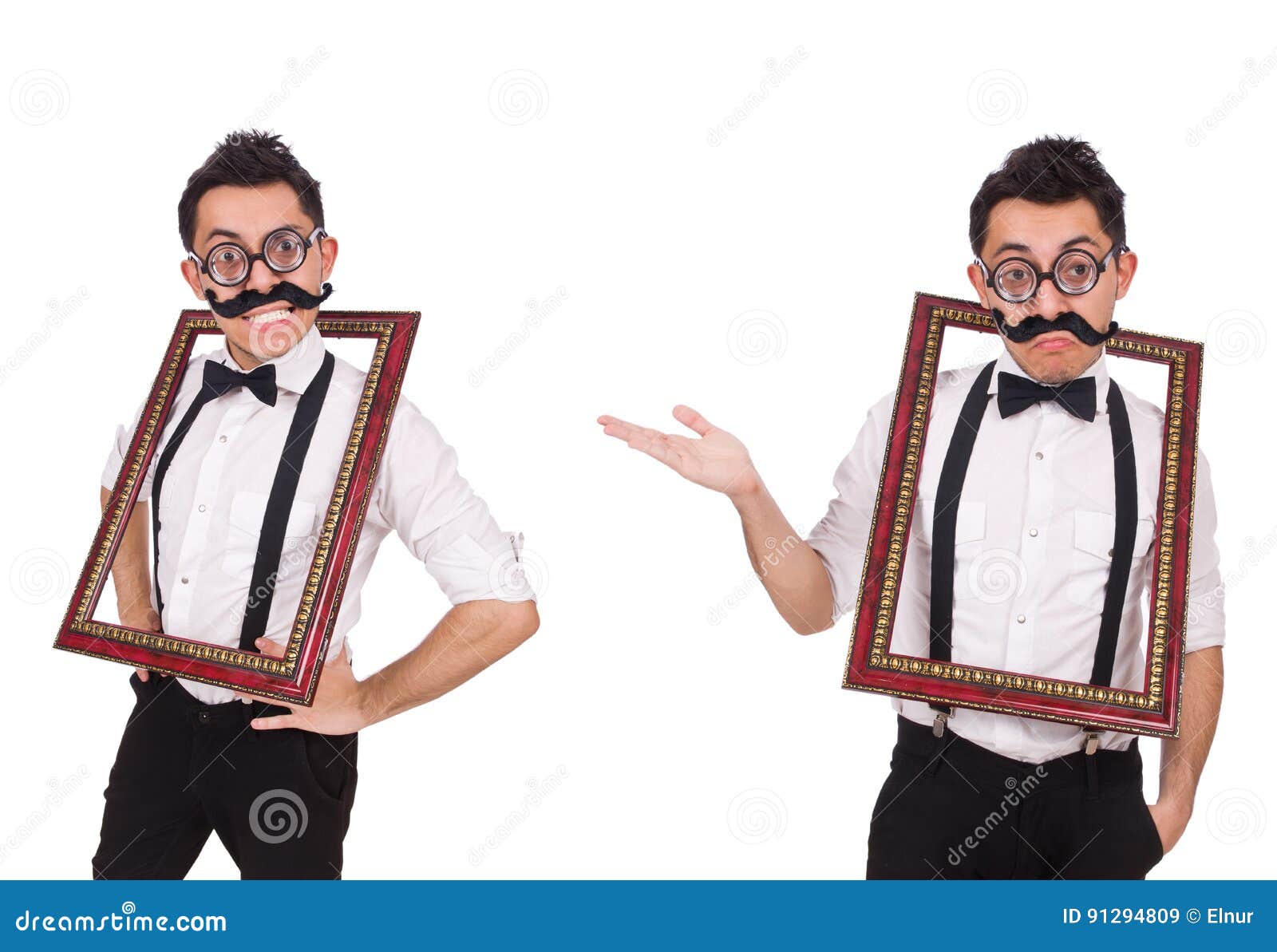 The Young Man with Frame Isolated on White Stock Image - Image of ...