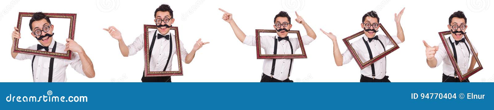 The Young Man with Frame Isolated on White Stock Photo - Image of ...