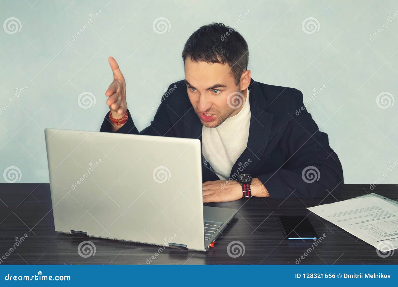 The Young Man Freelancer Programmer PC User with a Disgruntled Bitter ...