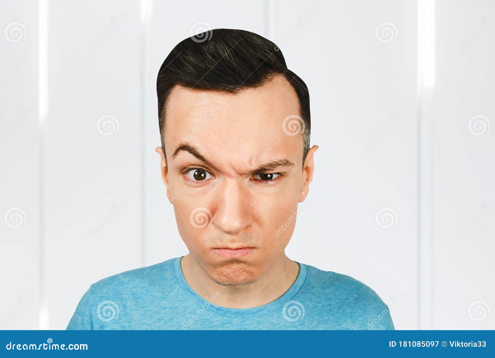 Young Man Frowns. the Guy Thinks he Upset and Unhappy Stock Image ...