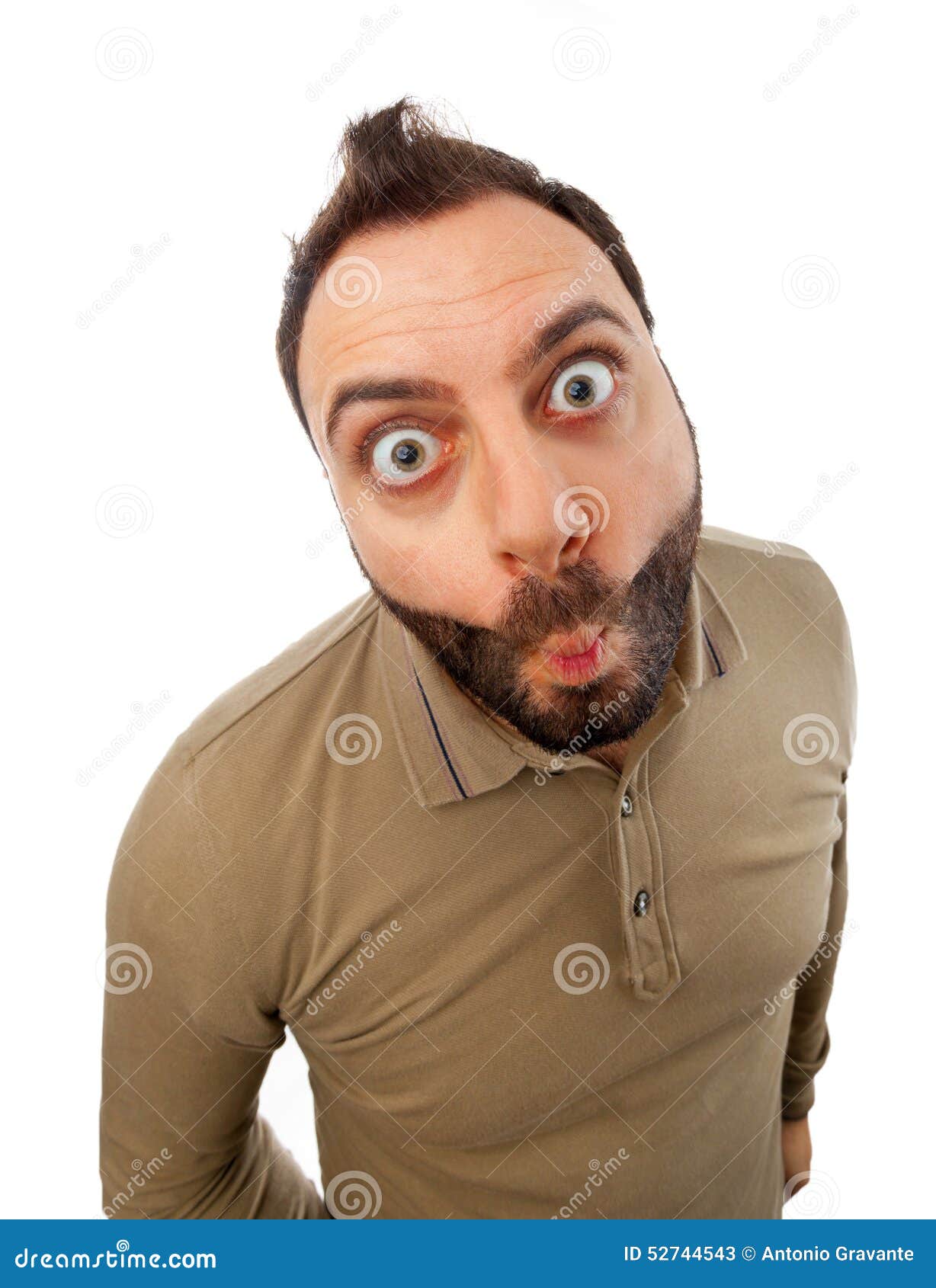 Funny Intrigued Man Looking Away At Copy Space Standing On Grey Banner ...