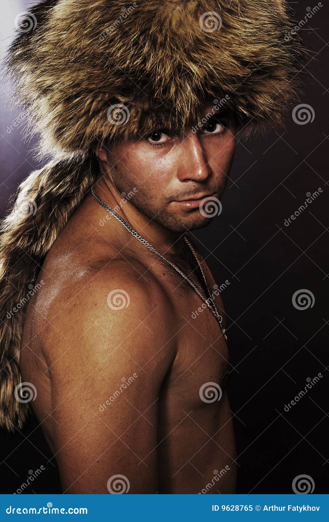 Young man in fur-cap. stock image. Image of head, person - 9628765