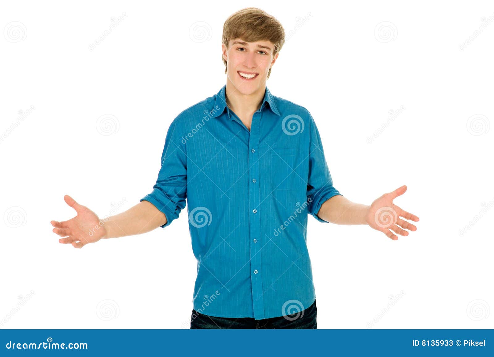 Young man gesturing stock image. Image of palms, open - 8135933