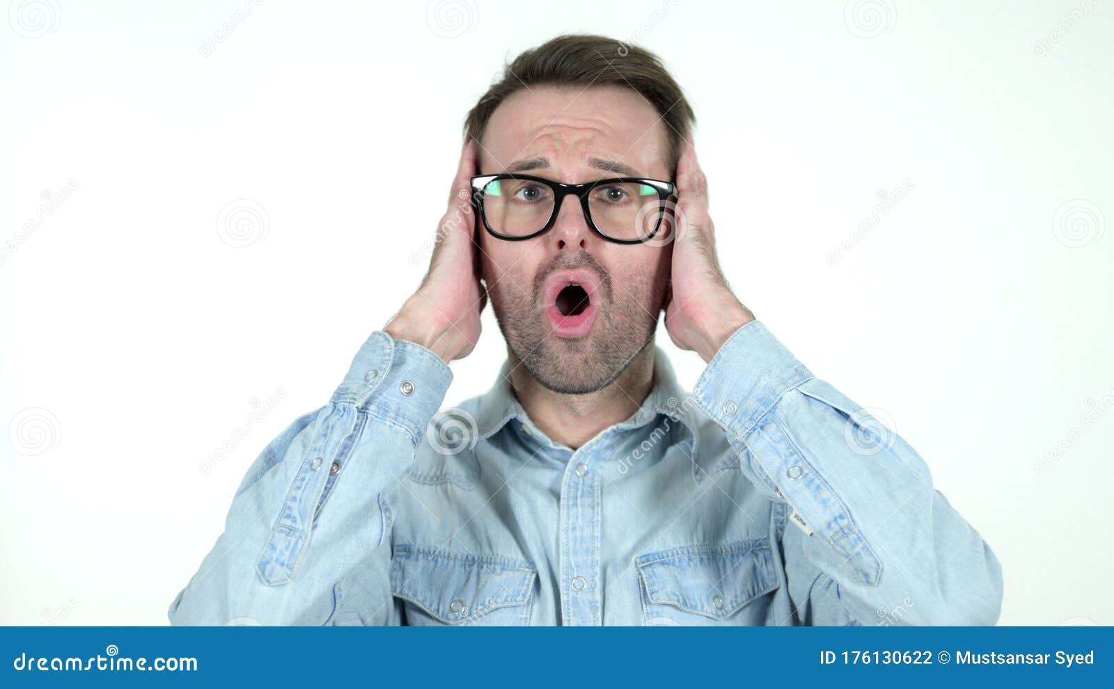 Casual Man Gesturing Failure and Problems Isolated on White Background ...