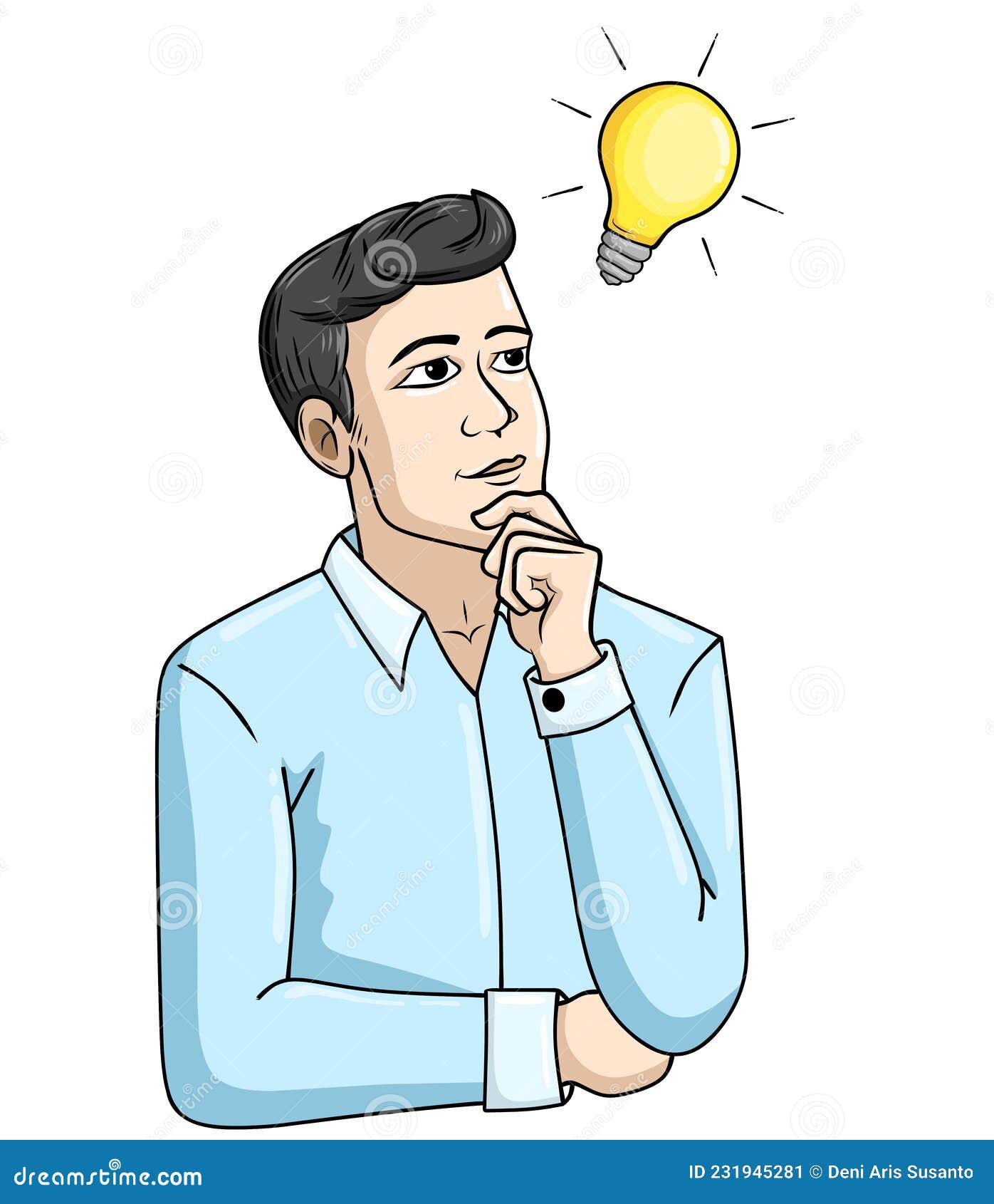 Young Man Get an Idea and Smiling Cartoon Stock Vector - Illustration ...