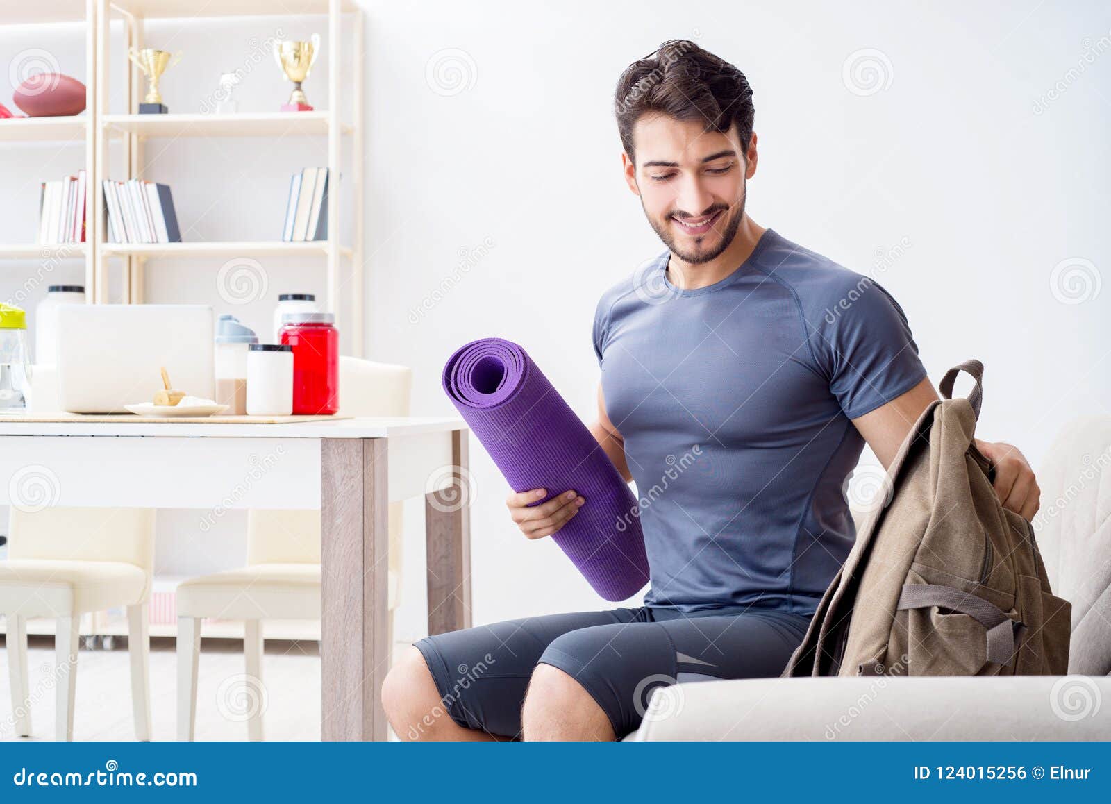 The Young Man Getting Ready for Gym Sports Stock Photo - Image of ...