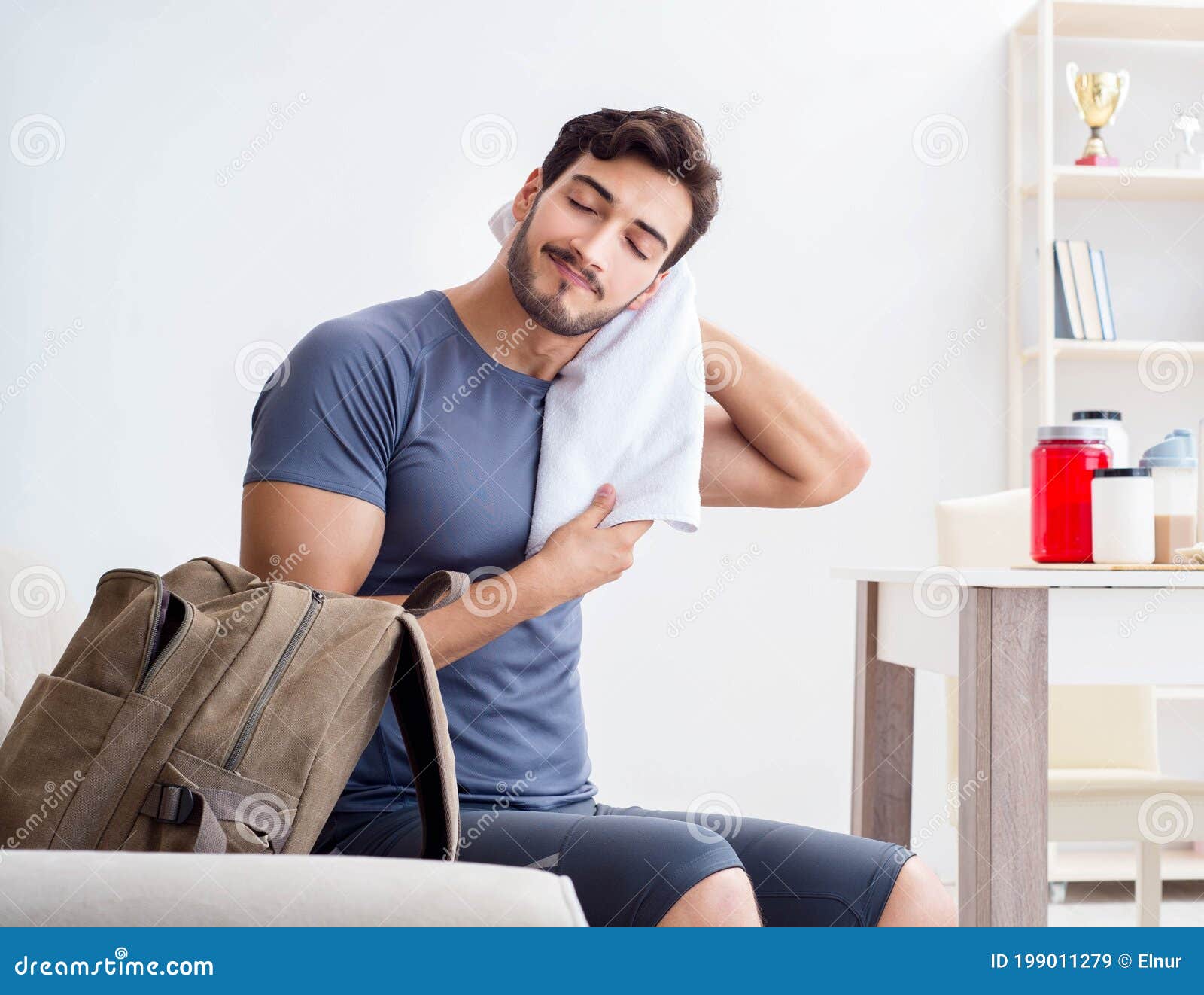 Young Man Getting Ready for Gym Sports Stock Image - Image of ...