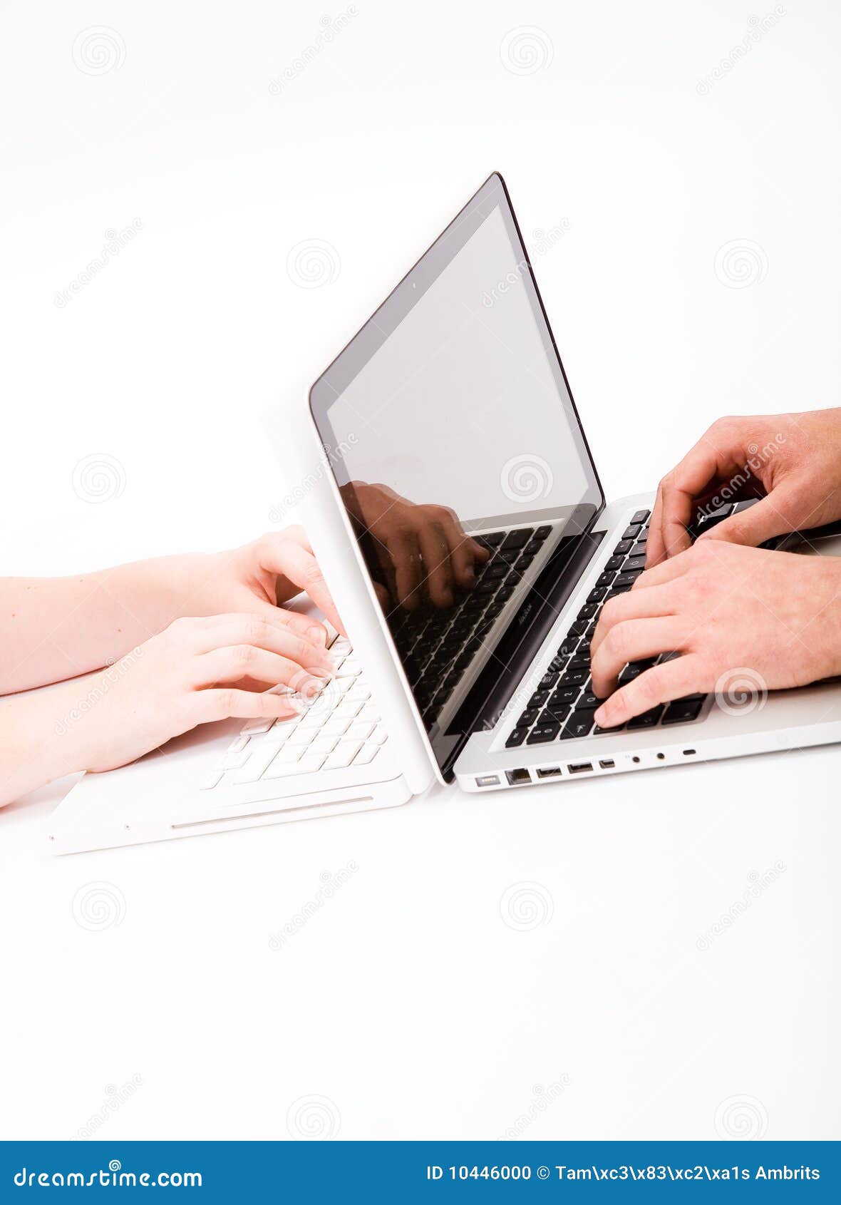 Young Man and Girl with Laptop Computer Stock Photo - Image of human ...