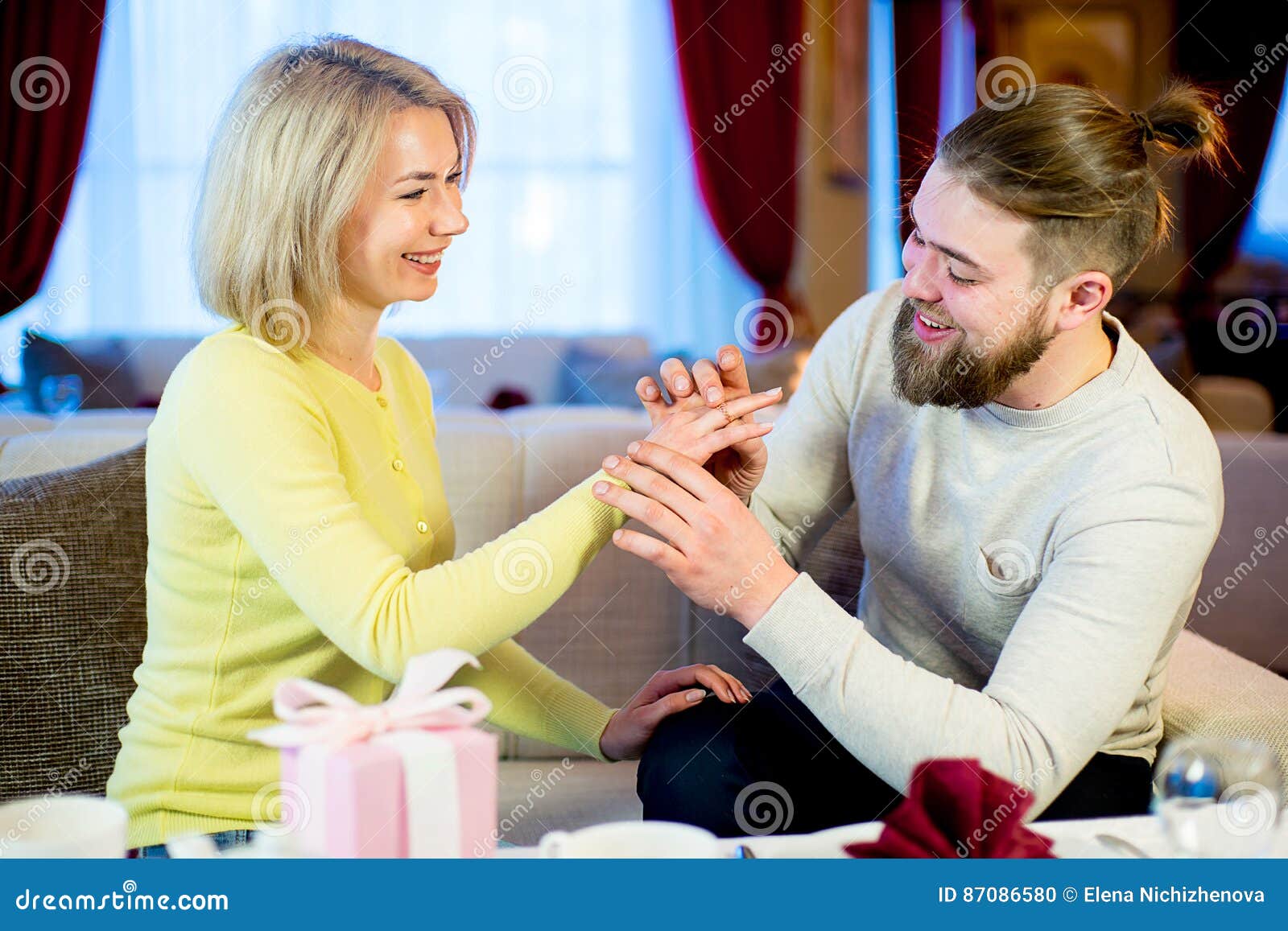 Young Man Gives Engagement Ring Stock Photo - Image of jewelry, bride ...