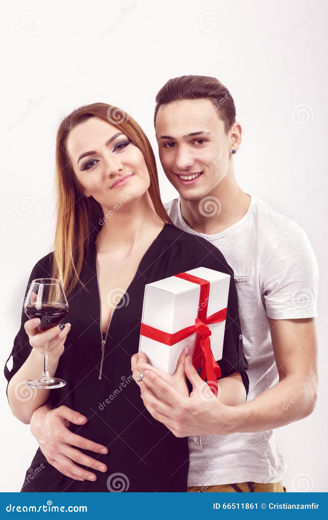 Young Man Gives Gift, Valentines Day Stock Image - Image of family ...