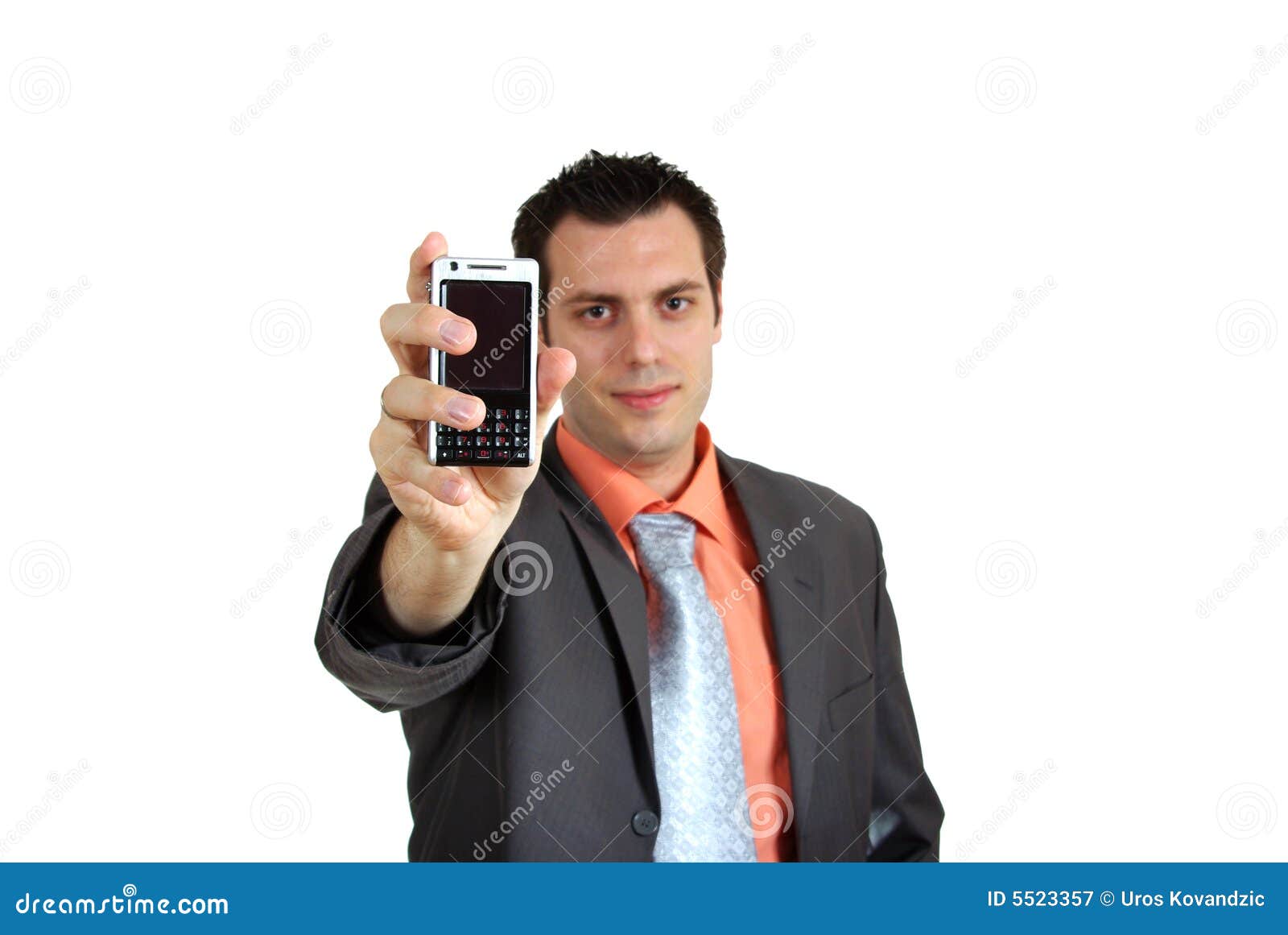 Young man giving cellphone stock image. Image of hold - 5523357