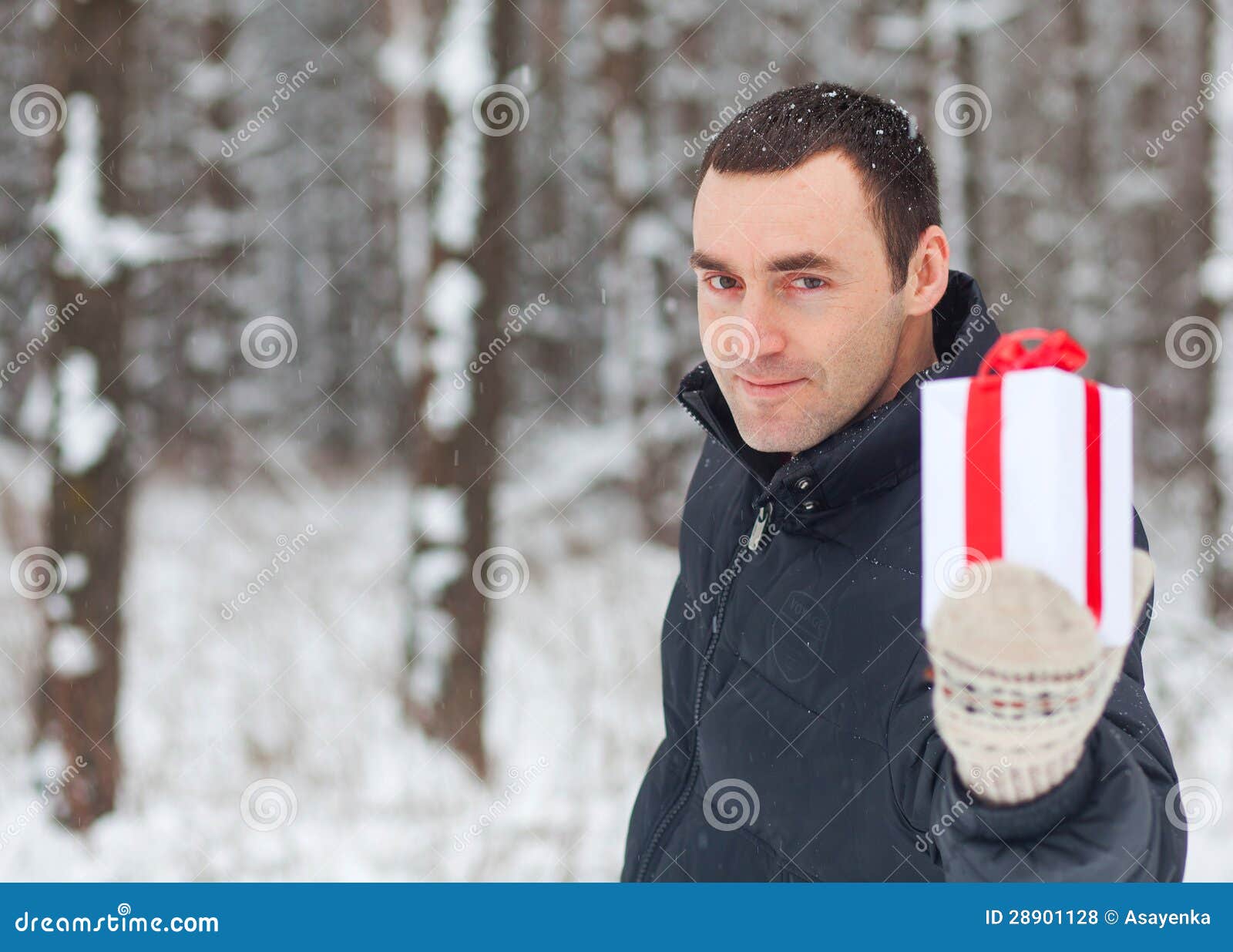 Young man giving a gift stock photo. Image of birthday - 28901128