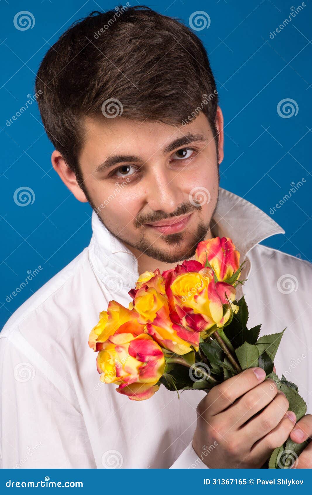 Young Man Giving a Red Rose Stock Image - Image of holiday, facial ...