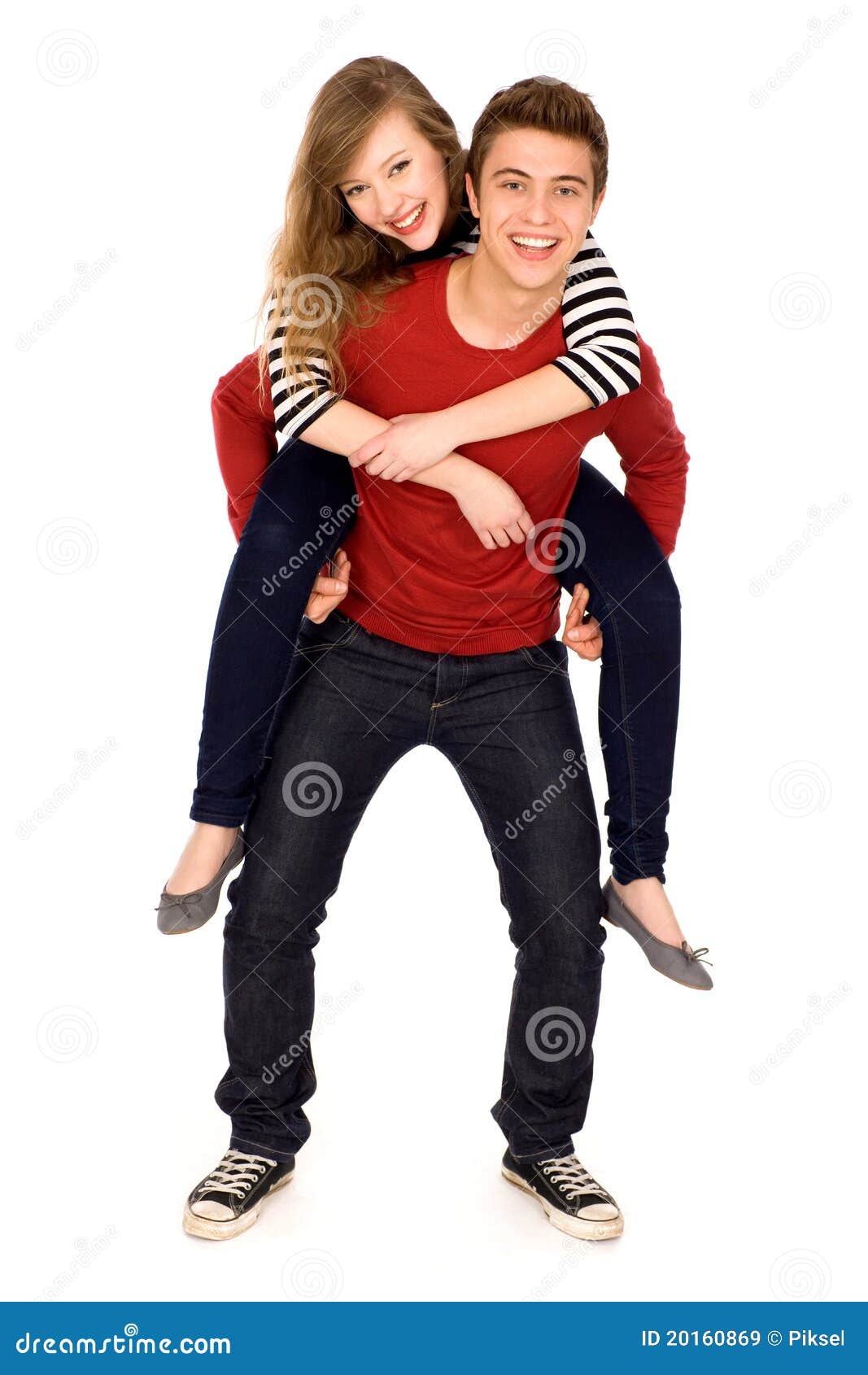Young Man Giving Woman a Piggyback Stock Image - Image of standing ...