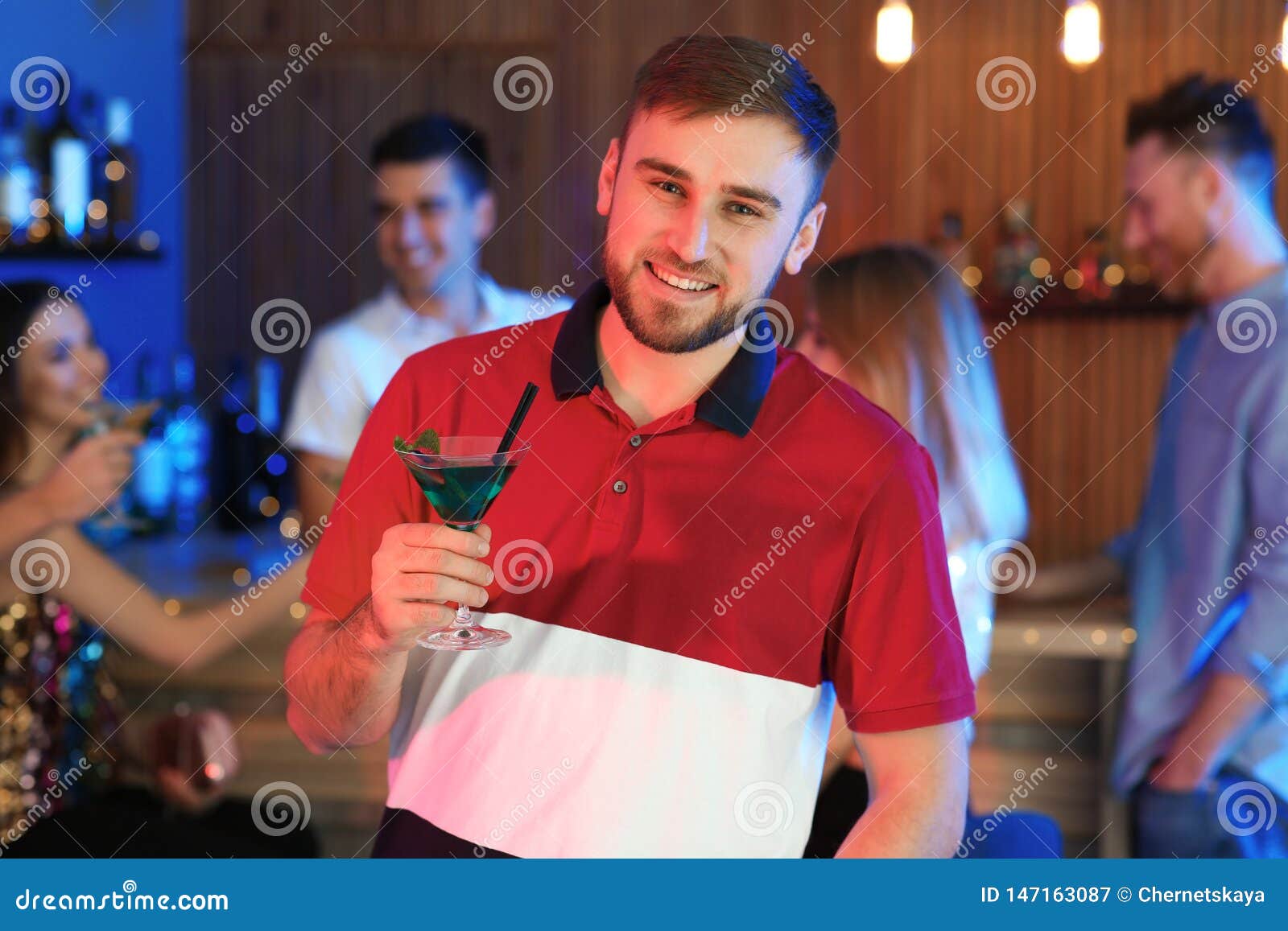 Young Man with Glass of Martini Cocktail Stock Image - Image of glass ...