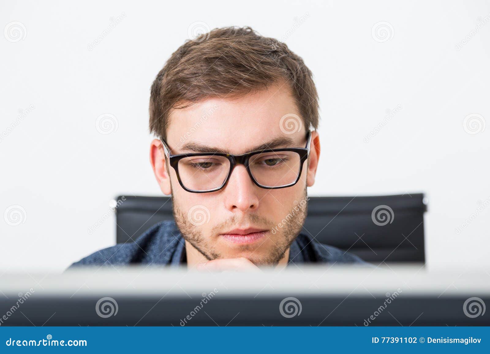 Young Man in Glasses Analyzing Data Stock Photo - Image of entrepreneur ...