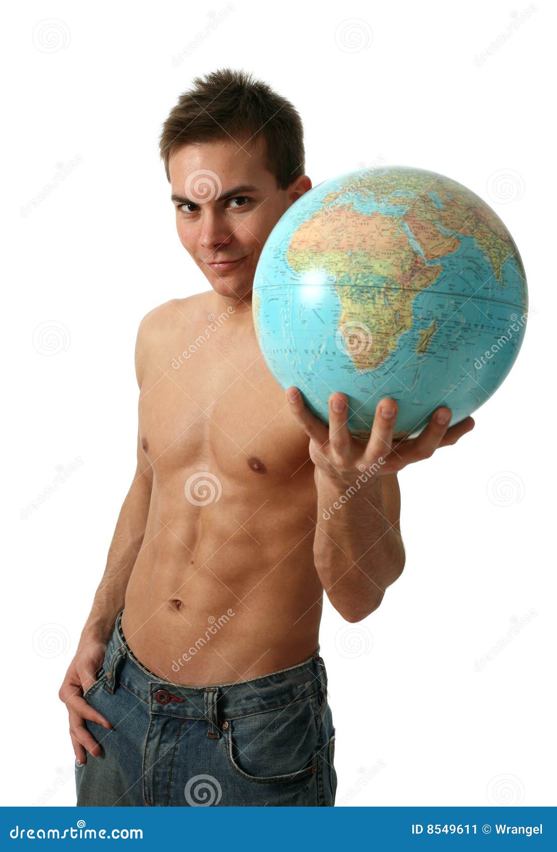 Young Man with a Globe stock image. Image of object, look - 8549611