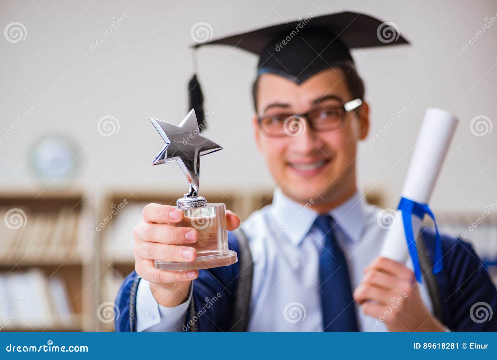 The Young Man Graduating from University Stock Image - Image of books ...