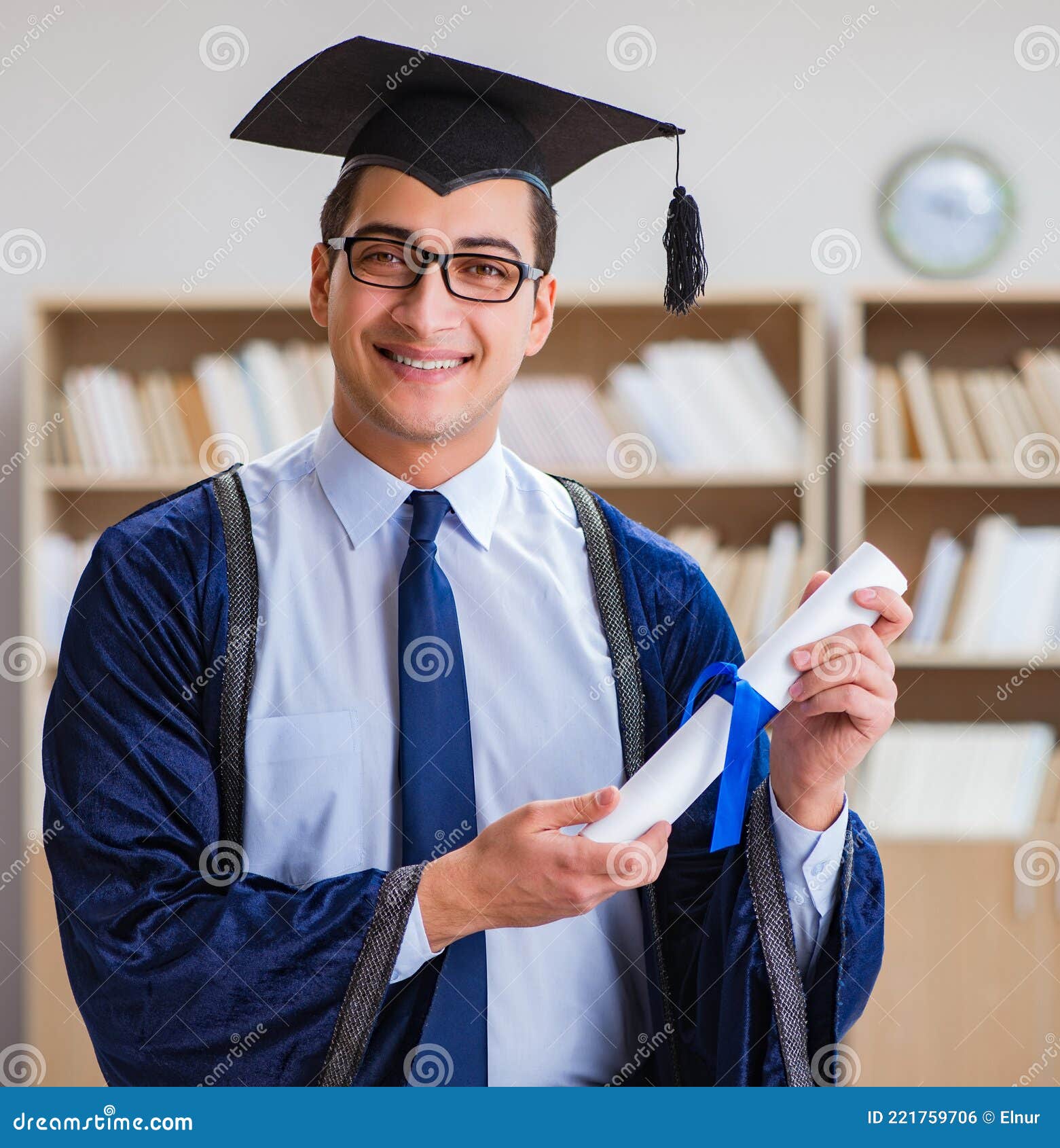 Young Man Graduating from University Stock Photo - Image of library ...