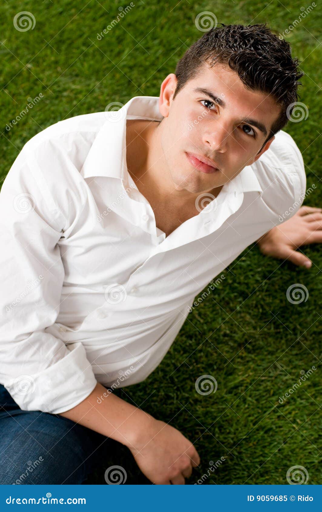 Young man on grass stock image. Image of nature, fresh - 9059685