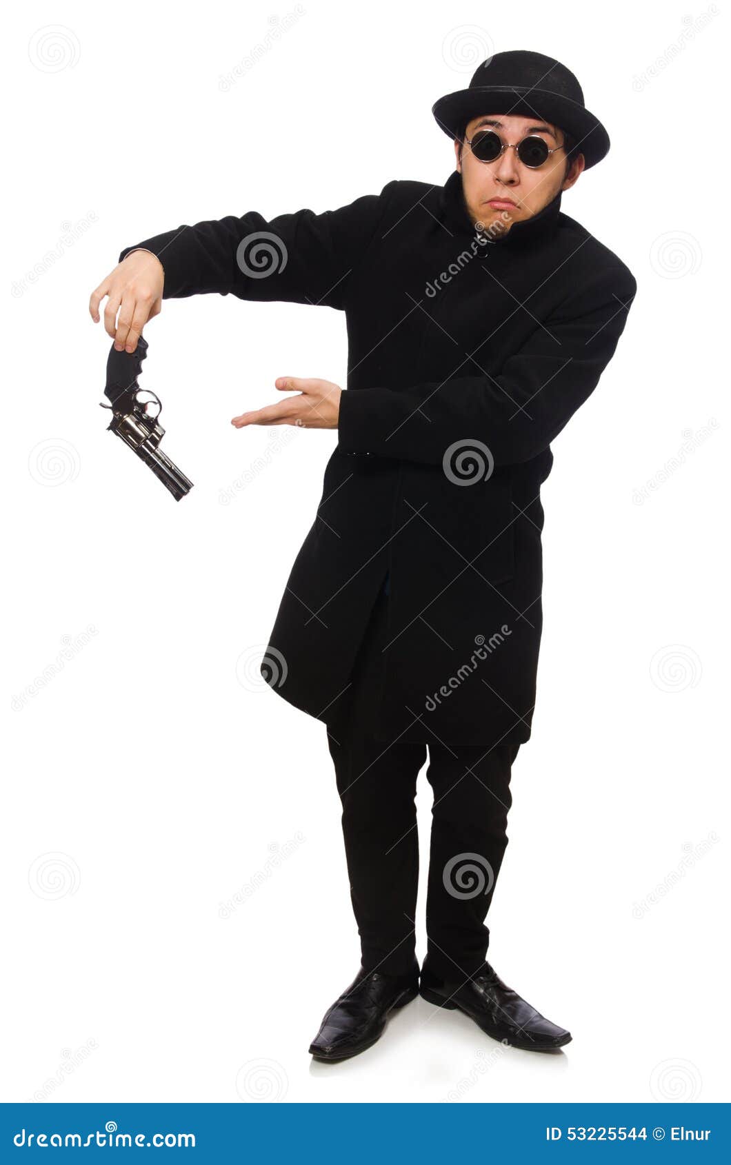 Young Man with Gun Isolated on White Stock Photo - Image of agent ...