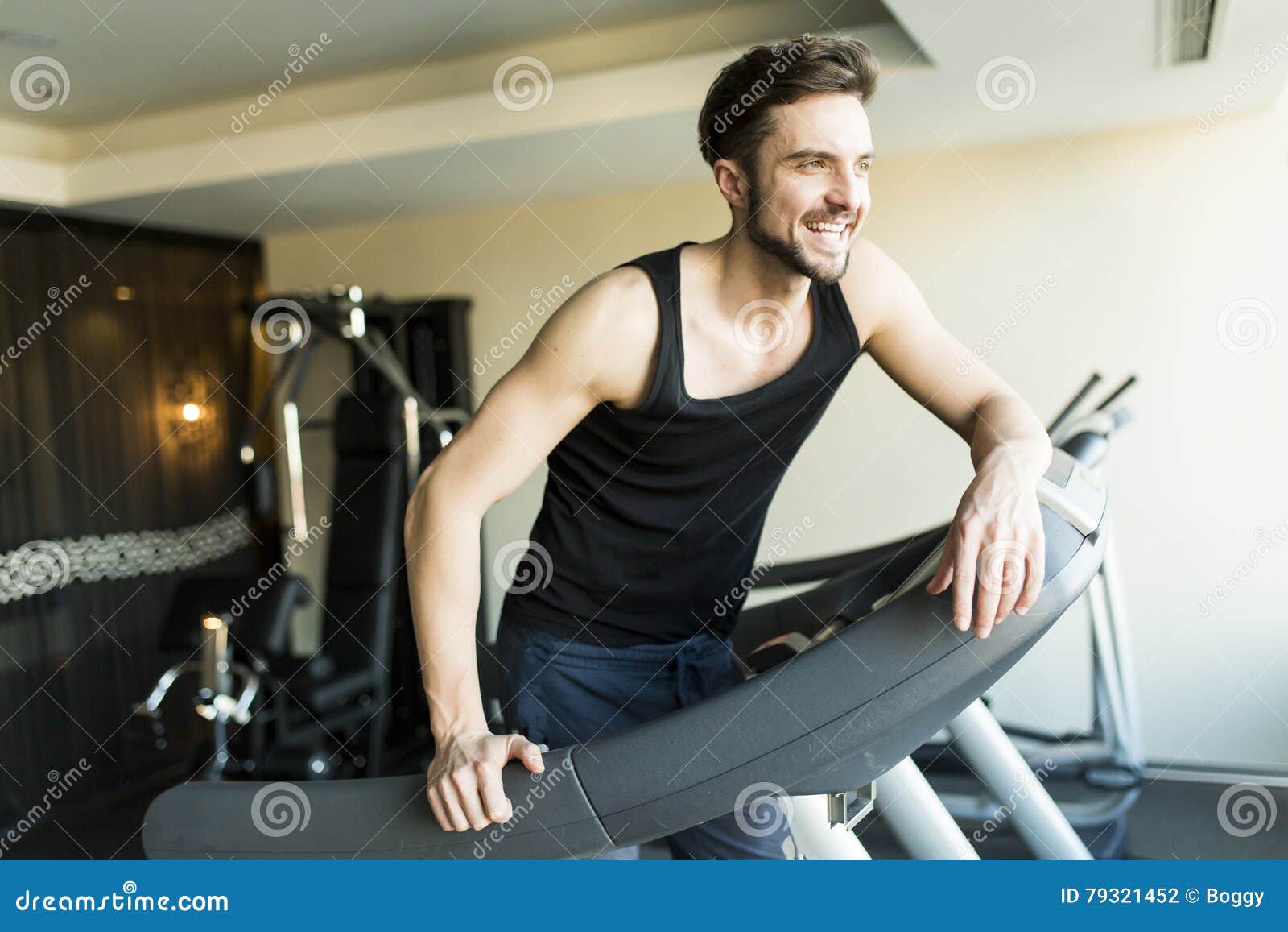 Young man in the gym stock photo. Image of caucasian - 79321452