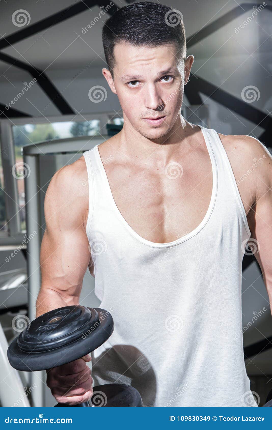 Young Man in the Gym Powerlifting Stock Image - Image of dumbell, hand ...