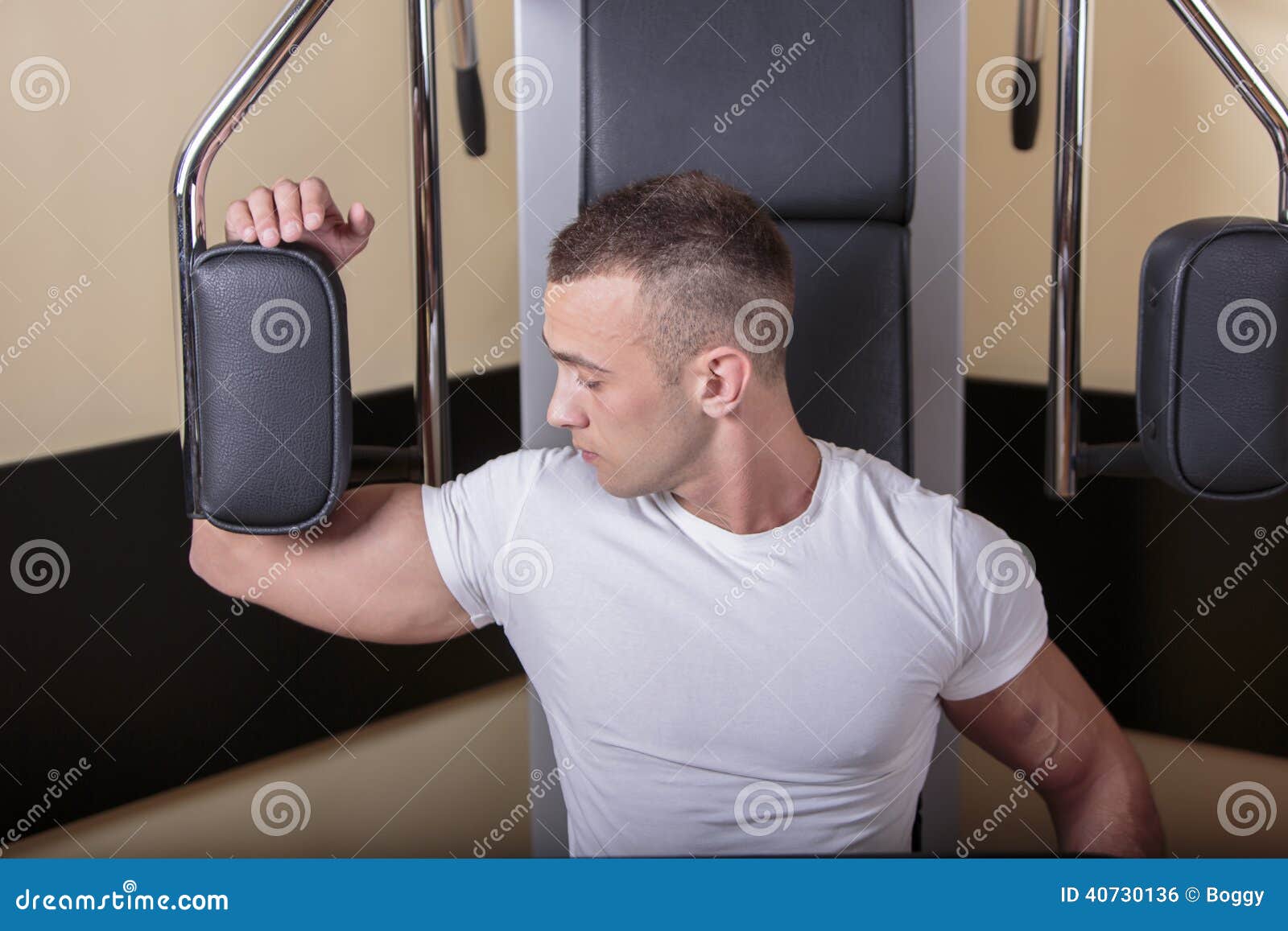 Young man in the gym stock photo. Image of body, indoor - 40730136