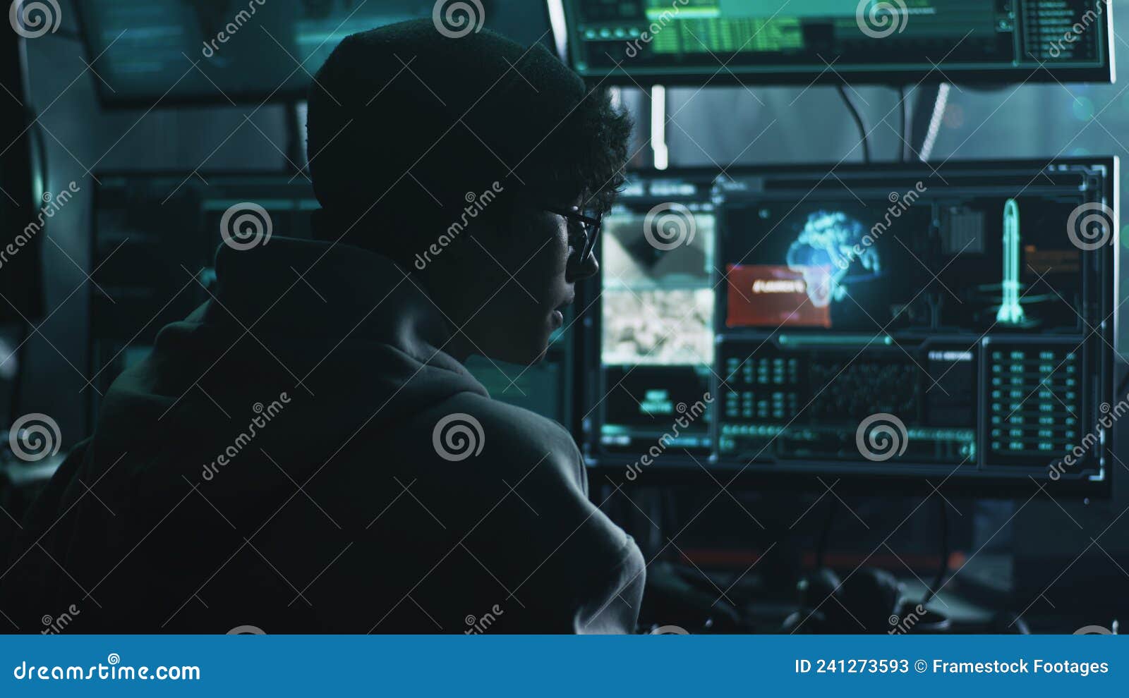 Young Man Hacking Nuclear Bomb Launch Stock Image - Image of crime ...