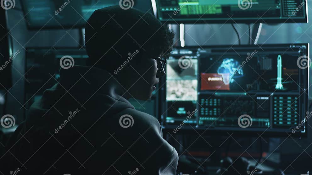 Young Man Hacking Nuclear Bomb Launch Stock Image - Image of crime ...