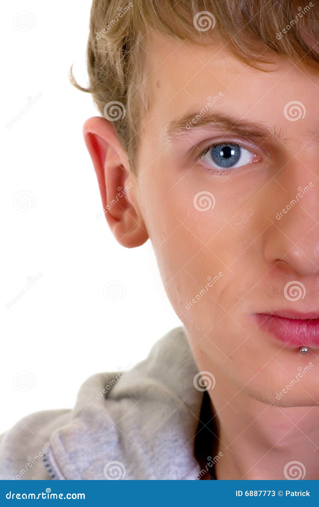 Young man, half face stock image. Image of lifestyle, face - 6887773