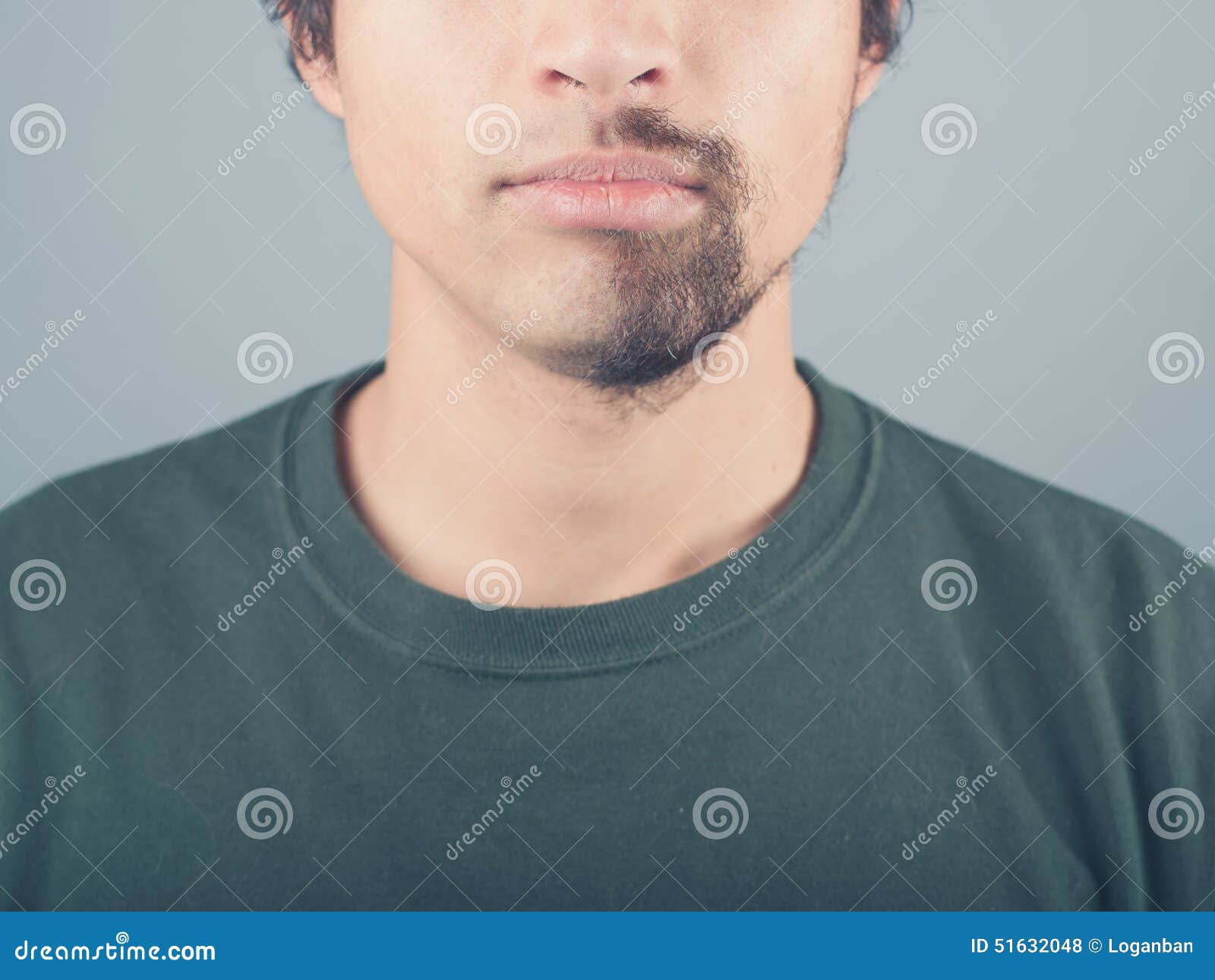 Young Man with Half Shaved Beard Stock Photo - Image of retro, oriental ...