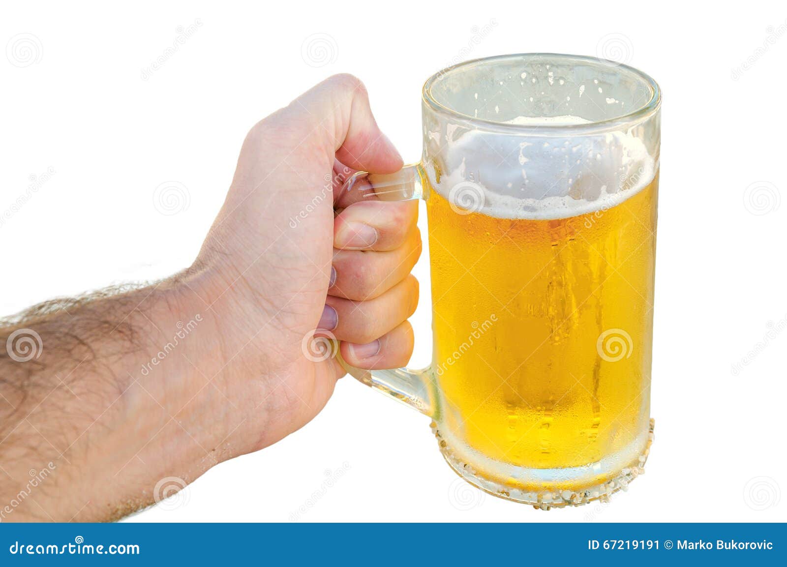 Young Man Hand Holding a Refreshing Beer Isolated on White Stock Image ...