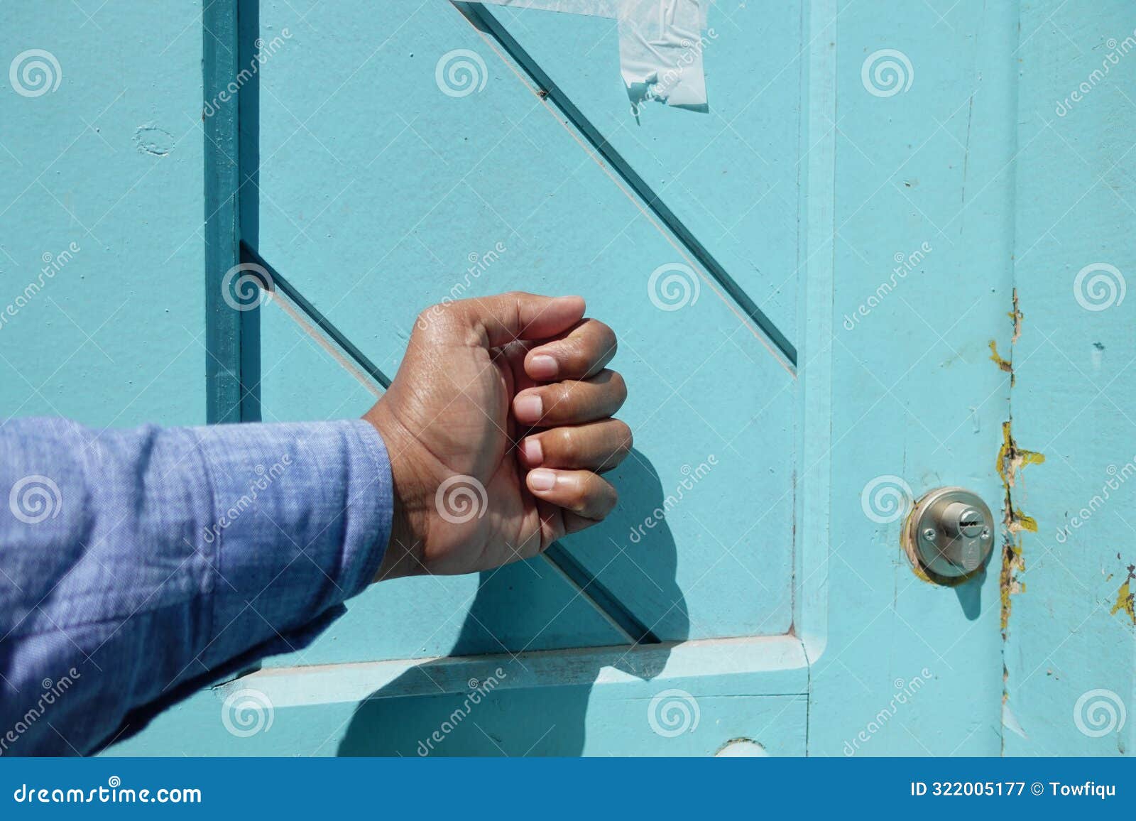 Young Man Hand Knocking Door, Stock Image - Image of door, visit: 322005177