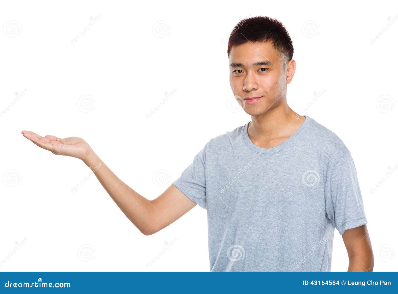 Young Man with Hand Present Stock Photo - Image of shirt, present: 43164584