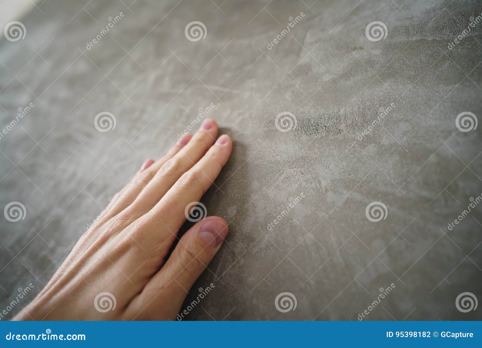 Young Man Hand Touching Concrete Wall Stock Photo - Image of grunge ...