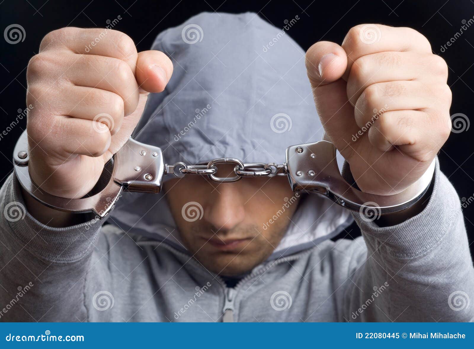 Young man handcuffed stock image. Image of chain, hood - 22080445