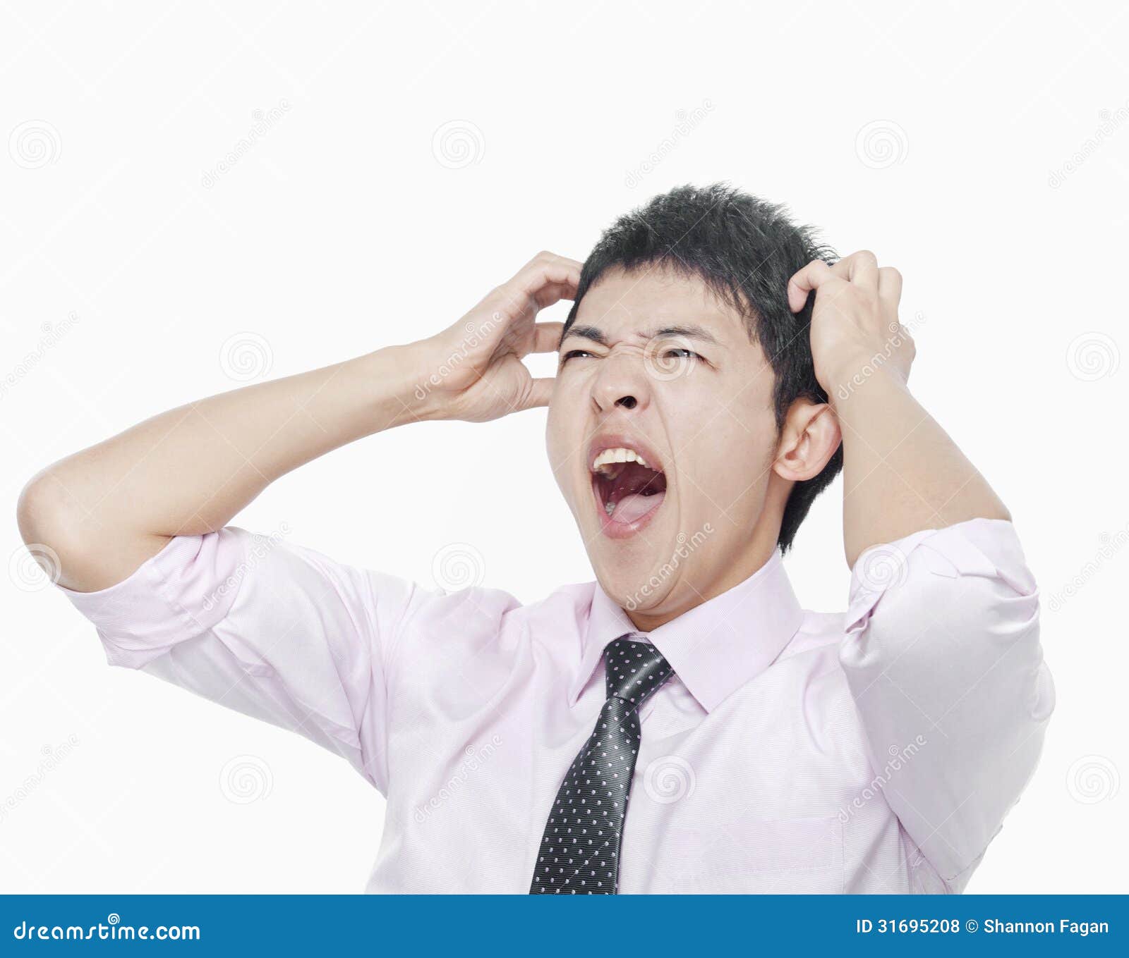 Young Man with Hands on Head Screaming Stock Photo - Image of series ...
