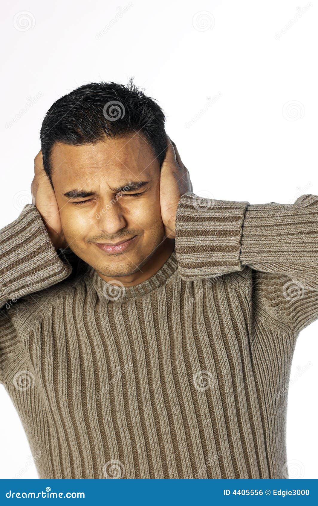 Young Man with Hands Over Ears Stock Photo - Image of noise, noisy: 4405556