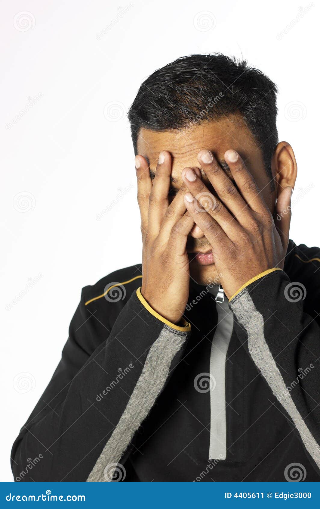 Young Man With Hands Over His Face Picture. Image: 4405611