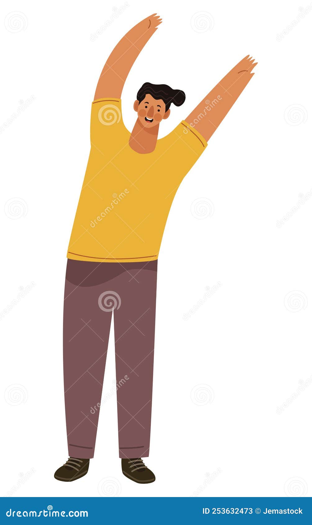 Young man with hands up stock vector. Illustration of avatar - 253632473