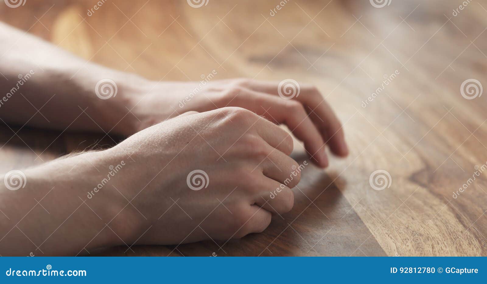 Young Man Hands Waiting Nervous at the Table Stock Photo - Image of ...